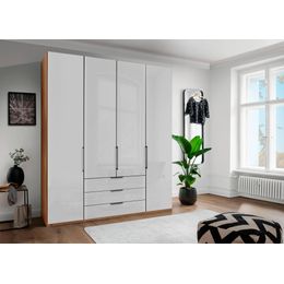 Drehtürenschrank Wiemann "Monaco" Schränke Gr. B/H/T: 197,4 cm x 216 cm x 58 cm, 4 St., braun (bianco, eiche, nachbildung, glas weiß) mit Glasfront sowie hochwertigen Beschlägen inkl. Dämpfung