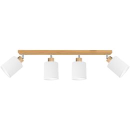 Deckenleuchte LEONIQUE "Elibana" Lampen Gr. Ø 13,00 cm Höhe: 22,50 cm, beige (natur) Deckenspot Deckenstrahler Deckenlampe aus Massivholz, Stoffschirm weiss, Optik, Made in Europe