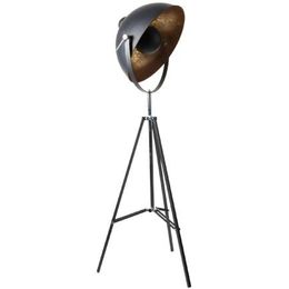 Stehlampe BY RYDENS "Captain" Lampen Gr. Ø 53,00 cm, schwarz Standleuchte Stehlampe Standleuchten Stehleuchte mit goldenem Schirm