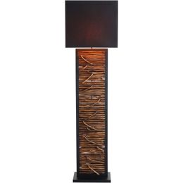 Stehlampe Salesfever "Nabor" Lampen Gr. Höhe: 163,00 cm, schwarz (schwarz, natur) Standleuchten handgefertigt, Schirm gold von innen