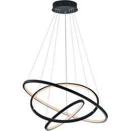 LED Pendelleuchte Trio LEUCHTEN "Aaron" Lampen Gr. Ø 80 cm Höhe: 150 cm, grau (nickelfarben) Designerlampe für Amazon Alexa Echo WiZ Smarthome RGB Hängeleuchte höhenverstellbar Fernbedienung + App