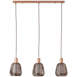 Pendelleuchte Brilliant "Wallace" Lampen braun (kaffee dunkel) Pendelleuchten und Hängeleuchten 120 x 85 18 cm, 3 E27, kürzbar, Kaffee dunkel, MetallGlas