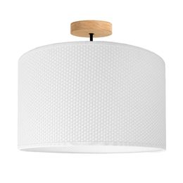 Deckenleuchte LEONIQUE "Elibana" Lampen Gr. Ø 38,00 cm Höhe: 30,00 cm, beige (natur) Deckenlampe aus Massivholz, Stoffschirm weiss, Optik, Made in Europe