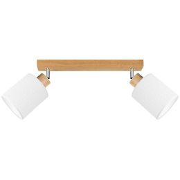 Deckenleuchte LEONIQUE "Elibana" Lampen Gr. Ø 13,00 cm Höhe: 24,00 cm, beige (natur) Deckenspot Deckenstrahler Deckenlampe aus Massivholz, Stoffschirm weiss, Optik, Made in Europe