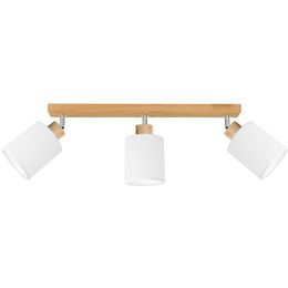 Deckenleuchte LEONIQUE "Elibana" Lampen Gr. Ø 13,00 cm Höhe: 24,00 cm, beige (natur) Deckenspot Deckenstrahler Deckenlampe aus Massivholz, Stoffschirm weiss, Optik, Made in Europe