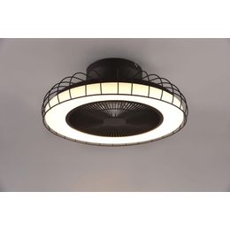 LED Deckenleuchte Trio LEUCHTEN "Sandfjord Deckenventilator" Lampen Gr. Ø 52,0cm H: 21,0cm, schwarz Deckenlampe, Ventilator 3 Stufen,WiZ Smart Home,Lichtfarbe einstellbar