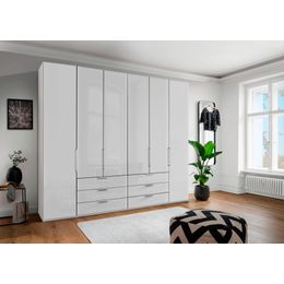 Falttürenschrank Wiemann "Monaco mit hochwertige Beschläge inkl. Schubladendämpfung" Schränke Gr. B/H/T: 246,9 cm x 216 cm x 58 cm, 6 St., weiß (weiß, glas weiß) Drehtürenschrank Kleiderschrank unempfindlichen Glasfront, Made in Germany