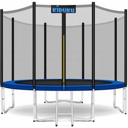 KIDUKU - Trampolin ø 427 cm tüv Rheinland geprüft Komplettset mit Sicherheitsnetz, Leiter, Randabdeckung, Bodenanker & Zubehör Outdoor