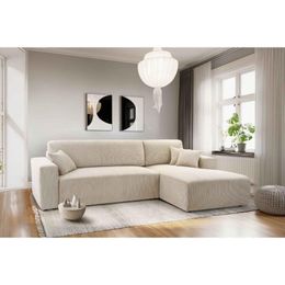 Ecksofa kaorim mini in L-Form Schlaffunktion Bettkasten PSO100 Beige - Furnix