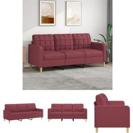 3-Sitzer-Sofa Weinrot 180 cm Stoff - Sofas - Rot - The Living Store