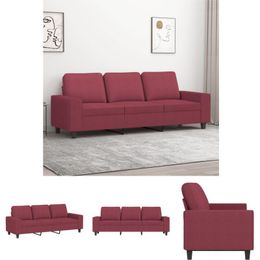 3-Sitzer-Sofa Weinrot 180 cm Stoff - Sofas - Rot - The Living Store