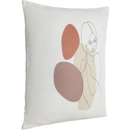 Eglo Living Kissen Chevery, Couch Zierkissen minimalistisch mit Line-Art Druck, Dekokissen mit Silhouette aus Baumwolle und Polyester in Natur,