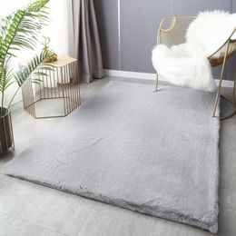 Fellteppich Deluxe waschbar: Eleganter Hochflor Teppich Akzent Einfarbig, kuschelig für Ihr Wohnzimmer oder Schlafzimmer,Silber, 80x150 cm