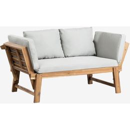 Sklum - Verstellbares 3-Sitzer Outdoor Sofa aus Akazienholz Guille Helles Grau