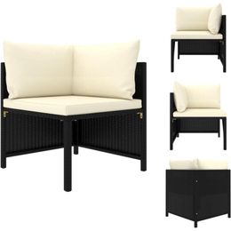 vidaXL Gartensofaelemente - Living Modular-Ecksofa mit Kissen Schwarz Poly Rattan - Schwarz