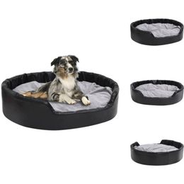 vidaXL - Hundebetten - Living Hundebett Schwarz-Grau 99x89x21 cm Plüsch und Kunstleder - Schwarz