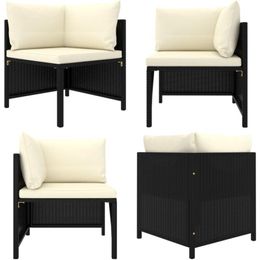 vidaXL Modular-Ecksofa mit Kissen Schwarz Poly Rattan - Modular-Sofa-Eckteil - Modular-Sofa-Eckteile - Home & Living - Schwarz