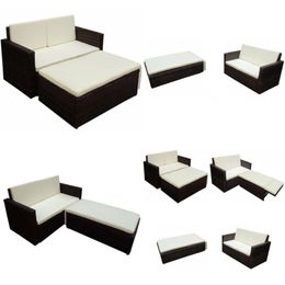 vidaXL 2-tlg. Garten-Lounge-Set mit Auflagen Poly Rattan Braun - Gartengarnitur - Gartengarnituren - Home & Living - Braun