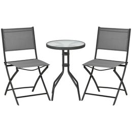 Outsunny Bistro Set mit klappbaren Stühlen grau 50L x 50B x 72H cm