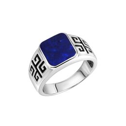 Fingerring Vivance "925/- Sterling Silber rhodiniert Lapislazuli" Fingerringe Gr. 019 (60,0), Silber 925 (Sterlingsilber), weiß (weiß, blau) Herren