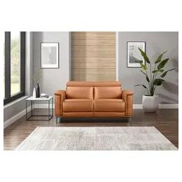 2-Sitzer Places of Style "Lund" Sofas Gr. B/H/T: 160 cm x 97 cm x 100 cm, Kunstleder, manuelle Relaxfunktion auf linker Seite, braun (cognac) manueller od. elektrischer Relaxfunktion und USB