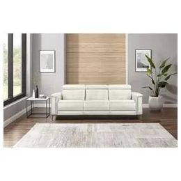 3-Sitzer Places of Style "Lund, mit manueller und elektrischer Relaxfunktion" Sofas Gr. B/H/T: 222cm x 97cm x 100cm, Kunstleder, manuelle Relaxfunktion auf linker und rechter Seite, beige (creme) in 2 Sitzen (links u. rechts), USB, Echtleder, Kunstleder, Webstoff