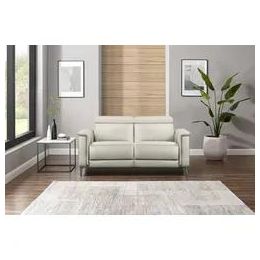 2-Sitzer Places of Style "Lund" Sofas Gr. B/H/T: 160cm x 97cm x 100cm, Echtleder-Kunstleder, manuelle Relaxfunktion auf linker Seite, beige (creme) manueller od. elektrischer Relaxfunktion und USB