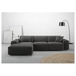 Ecksofa Andas "Glimminge auch in Breitcord, Feincord, Bouclé + Easy care-Bezug" Sofas Gr. B/H/T: 294cm x 71cm x 191cm, Flachgewebe, Recamiere links, grau (anthrazit) L-Form, Breite 294, Zierkissen