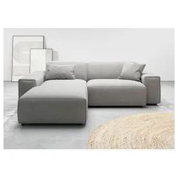 Ecksofa Andas "Glimminge L-Form auch in Breitcord, Feincord + Easy care-Bezug" Sofas Gr. B/H/T: 234cm x 71cm x 191cm, Flachgewebe, Ottomane links, grau (light grey) Breite 234, Zierkissen