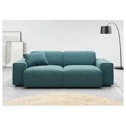 2,5-Sitzer Andas "Glimminge auch in Breitcord, Feincord + Easy care-Bezug" Sofas Gr. B/H/T: 214 cm x 71 cm x 101 cm, Cord, blau (petrol) besondere Kedernähte, Zierkissen