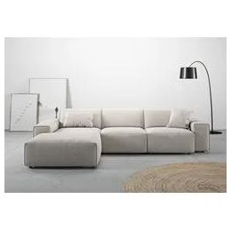 Ecksofa Andas "Glimminge auch in Breitcord, Feincord, Bouclé + Easy care-Bezug" Sofas Gr. B/H/T: 294cm x 71cm x 191cm, Flachgewebe, Recamiere links, beige (nature) L-Form, Breite 294, Zierkissen