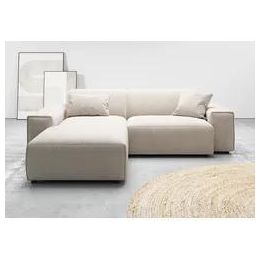 Ecksofa Andas "Glimminge L-Form auch in Breitcord, Feincord + Easy care-Bezug" Sofas Gr. B/H/T: 234cm x 71cm x 191cm, Flachgewebe, Ottomane links, beige (nature) Breite 234, Zierkissen