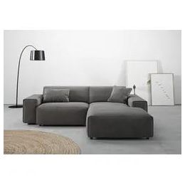 Ecksofa Andas "Glimminge L-Form auch in Breitcord, Feincord + Easy care-Bezug" Sofas Gr. B/H/T: 234cm x 71cm x 191cm, Cord, Ottomane rechts, grau (dark grey) Breite 234, Zierkissen