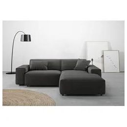 Ecksofa Andas "Glimminge L-Form auch in Breitcord, Feincord + Easy care-Bezug" Sofas Gr. B/H/T: 234cm x 71cm x 191cm, Flachgewebe, Ottomane rechts, grau (anthrazit) Breite 234, Zierkissen