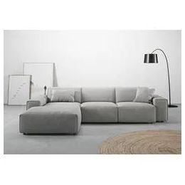 Ecksofa Andas "Glimminge auch in Breitcord, Feincord, Bouclé + Easy care-Bezug" Sofas Gr. B/H/T: 294cm x 71cm x 191cm, Flachgewebe, Recamiere links, grau (light grey) L-Form, Breite 294, Zierkissen