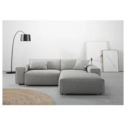 Ecksofa Andas "Glimminge L-Form auch in Breitcord, Feincord + Easy care-Bezug" Sofas Gr. B/H/T: 234cm x 71cm x 191cm, Flachgewebe, Ottomane rechts, grau (light grey) Breite 234, Zierkissen