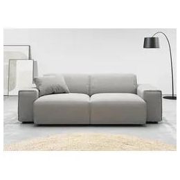 2,5-Sitzer Andas "Glimminge auch in Breitcord, Feincord + Easy care-Bezug" Sofas Gr. B/H/T: 214 cm x 71 cm x 101 cm, Flachgewebe, grau (light grey) besondere Kedernähte, Zierkissen