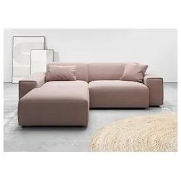 Ecksofa Andas "Glimminge L-Form auch in Breitcord, Feincord + Easy care-Bezug" Sofas Gr. B/H/T: 234cm x 71cm x 191cm, Cord, Ottomane links, rosa Breite 234, Zierkissen