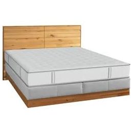 Mendler Boxspringbett ALINA "Clivia" Komplettbetten Gr. Struktur GBA, Liegefläche B/L: 180 cm x 200 cm Betthöhe: 41 cm, Gewicht bis: 80 kg + 100 kg H2 + H3, 7-Zonen-Taschen-Federkernmatratze, grau (hellgrau gba 9) Boxspringbett in verschiedenen Größen erhältlich