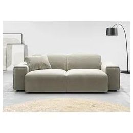 2,5-Sitzer Andas "Glimminge auch in Breitcord, Feincord + Easy care-Bezug" Sofas Gr. B/H/T: 214cm x 71cm x 101cm, Chenille-Struktur, silberfarben (silber) besondere Kedernähte, Zierkissen