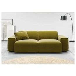 2,5-Sitzer Andas "Glimminge auch in Breitcord, Feincord + Easy care-Bezug" Sofas Gr. B/H/T: 214cm x 71cm x 101cm, Chenille-Struktur, grün (pistazie) besondere Kedernähte, Zierkissen