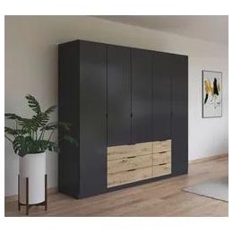 Drehtürenschrank Rauch "Davoa" Schränke Gr. B/H/T: 226cm x 230cm x 54cm, 5 St., grau (graumetallic/eiche artisan) mit farblich abgesetzten Schubkästen