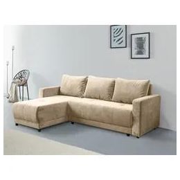 Ecksofa Inosign "Navarra, Schlafsofa, 230cm, m. Bettfunktion (115/200cm) und Bettkasten" Sofas Gr. B/H/T: 230cm x 83cm x 155cm, Cord, Recamiere beidseitig montierbar, beige Recamiere beidseitig montierbar, in Cord