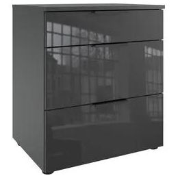 Nachtkommode wimex "Level36 black C by fresh to go" Sideboards Gr. B/H/T: 54cm x 61cm x 41cm, 3 St., grau (graphit/ glas grey) mit Glaselementen auf der Front, soft-close Funktion, 54cm breit