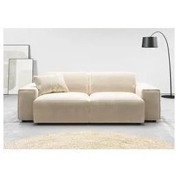 2,5-Sitzer Andas "Glimminge auch in Breitcord, Feincord + Easy care-Bezug" Sofas Gr. B/H/T: 214cm x 71cm x 101cm, Chenille-Struktur, beige (natur) besondere Kedernähte, Zierkissen