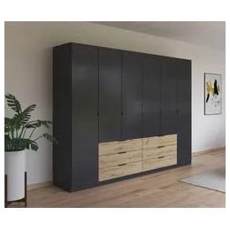 Drehtürenschrank Rauch "Davoa" Schränke Gr. B/H/T: 271cm x 230cm x 54cm, 6 St., grau (graumetallic/eiche artisan) mit farblich abgesetzten Schubkästen