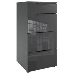 Schubkastenkommode wimex "Level36 black C by fresh to go" Sideboards Gr. B/H/T: 41cm x 84cm x 41cm, 4 St., grau (graphit/ glas grey) mit Glaselementen auf der Front, soft-close Funktion, 41cm breit