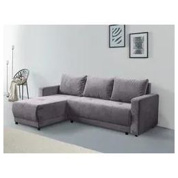 Ecksofa Inosign "Navarra, Schlafsofa, 230cm, m. Bettfunktion (115/200cm) und Bettkasten" Sofas Gr. B/H/T: 230cm x 83cm x 155cm, Cord, Recamiere beidseitig montierbar, grau Recamiere beidseitig montierbar, in Cord