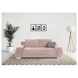 Schlafsofa Inosign "Pumo" Sofas Gr. B/H/T: 215 cm x 88 cm x 109 cm, Struktur fein, mit Bettfunktion-mit Bettkasten-mit Boxspringaufbau, rosa (rose) mit Boxspring-Aufbau, Bettfunktion und Bettkasten, inklusive Federkern