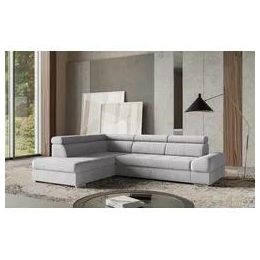 Sit & More Ecksofa SIT & MORE "Broadway L-Form" Sofas Gr. B/H/T: 270cm x 79cm x 213cm, Struktur weich, Ottomane links, mit Bettfunktion, weiß (silber) mit verstellbaren Kopfteilen, wahlweise Bettfunktion